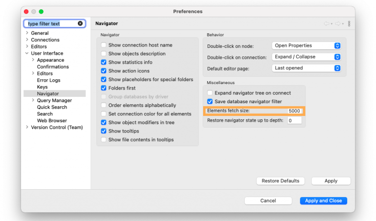 How to customize your Navigation Tree - DBeaver