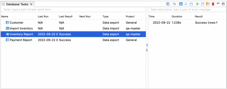 Database Tasks View: all your tasks in one place