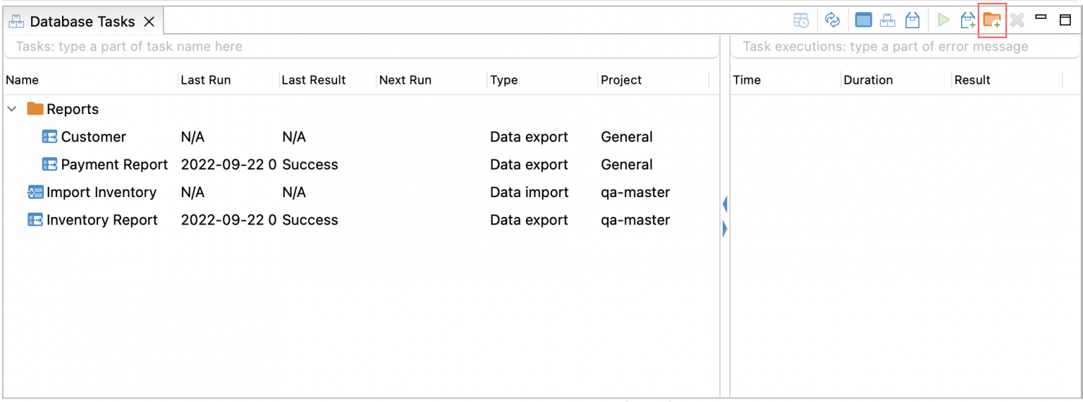 Database Tasks View: all your tasks in one place