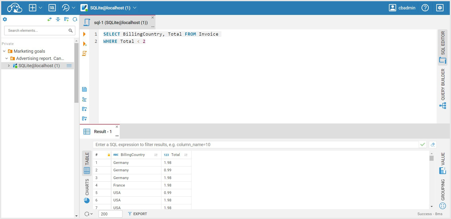 How to write the first simple queries in CloudBeaver's SQL Editor