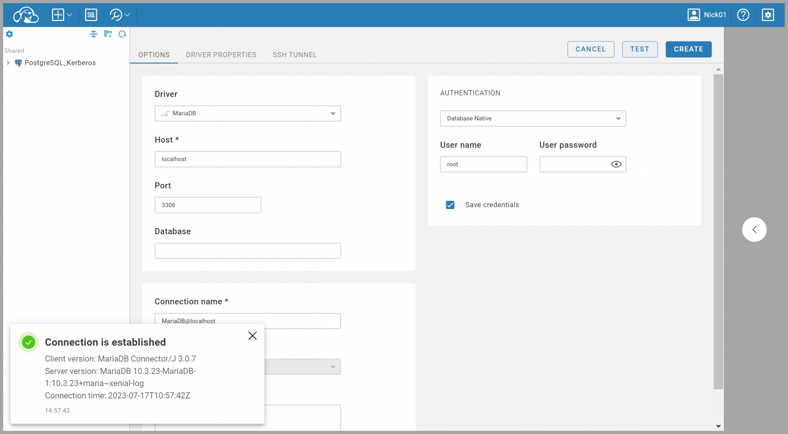 How to create database connections in CloudBeaver