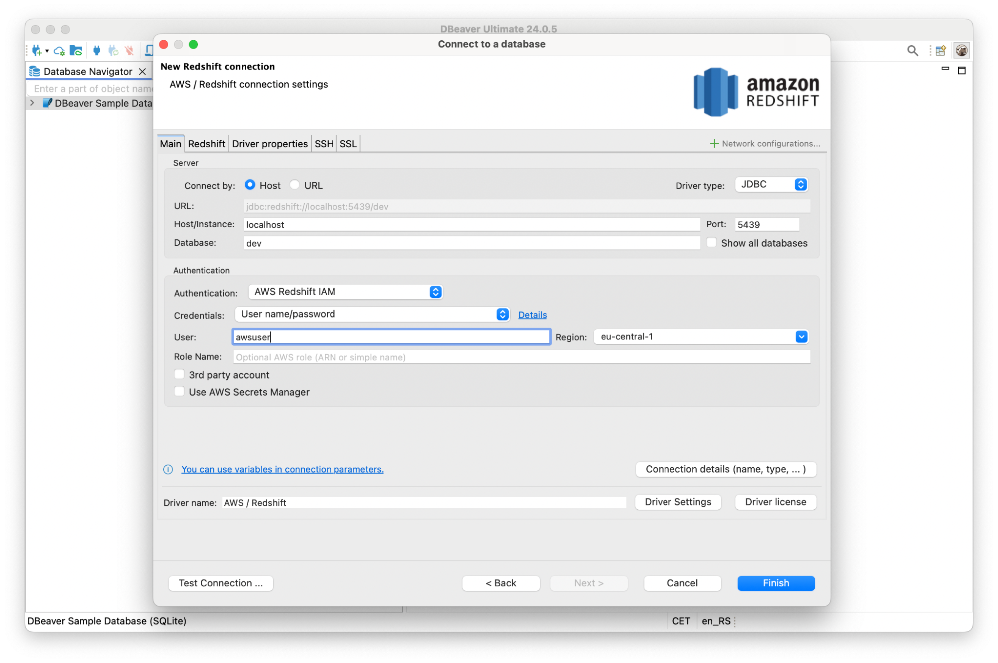 How to connect to Redshift in DBeaver PRO