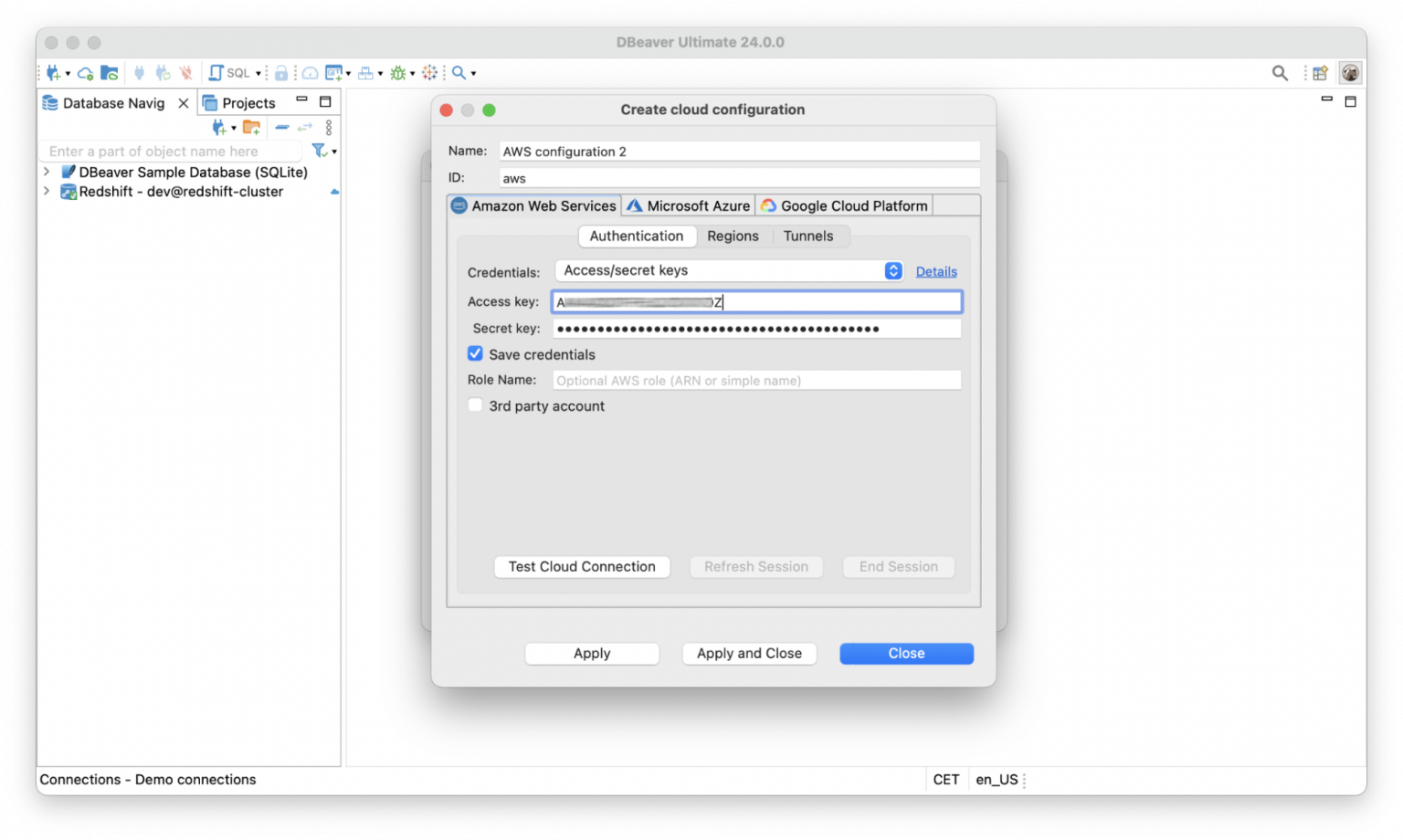 How to connect to Redshift in DBeaver PRO