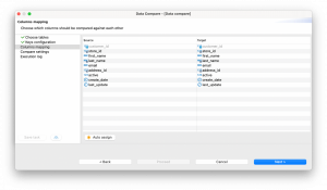 How to compare data in DBeaver
