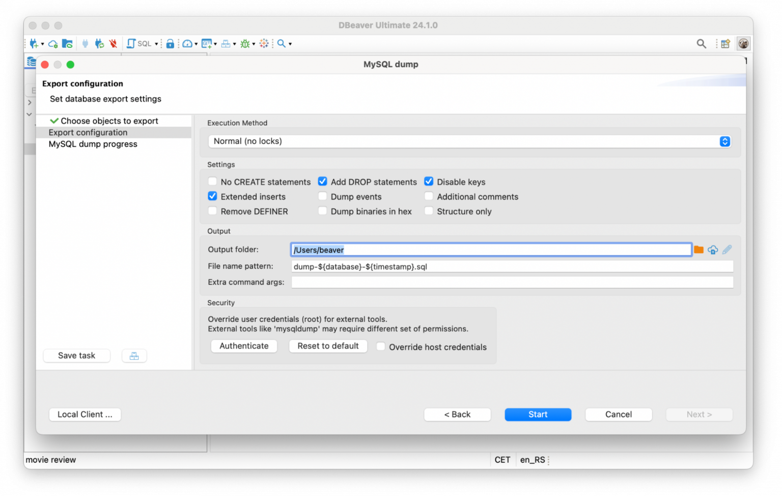 Backup and restore your database in DBeaver