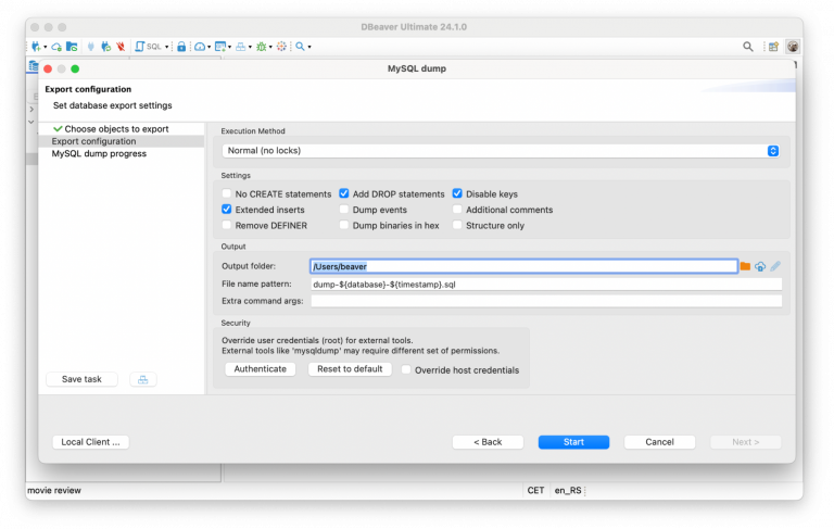 Backup and restore your database in DBeaver