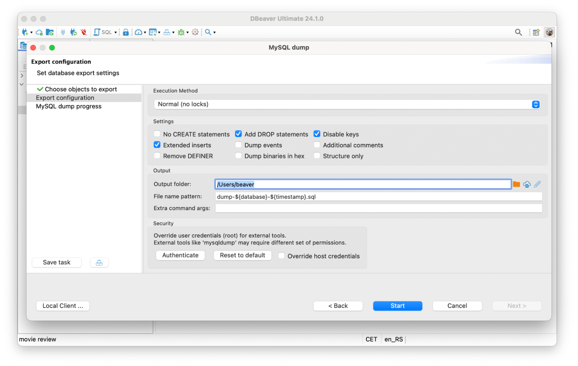Backup and restore your database in DBeaver