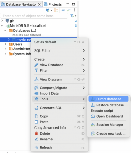 Backup and restore your database in DBeaver