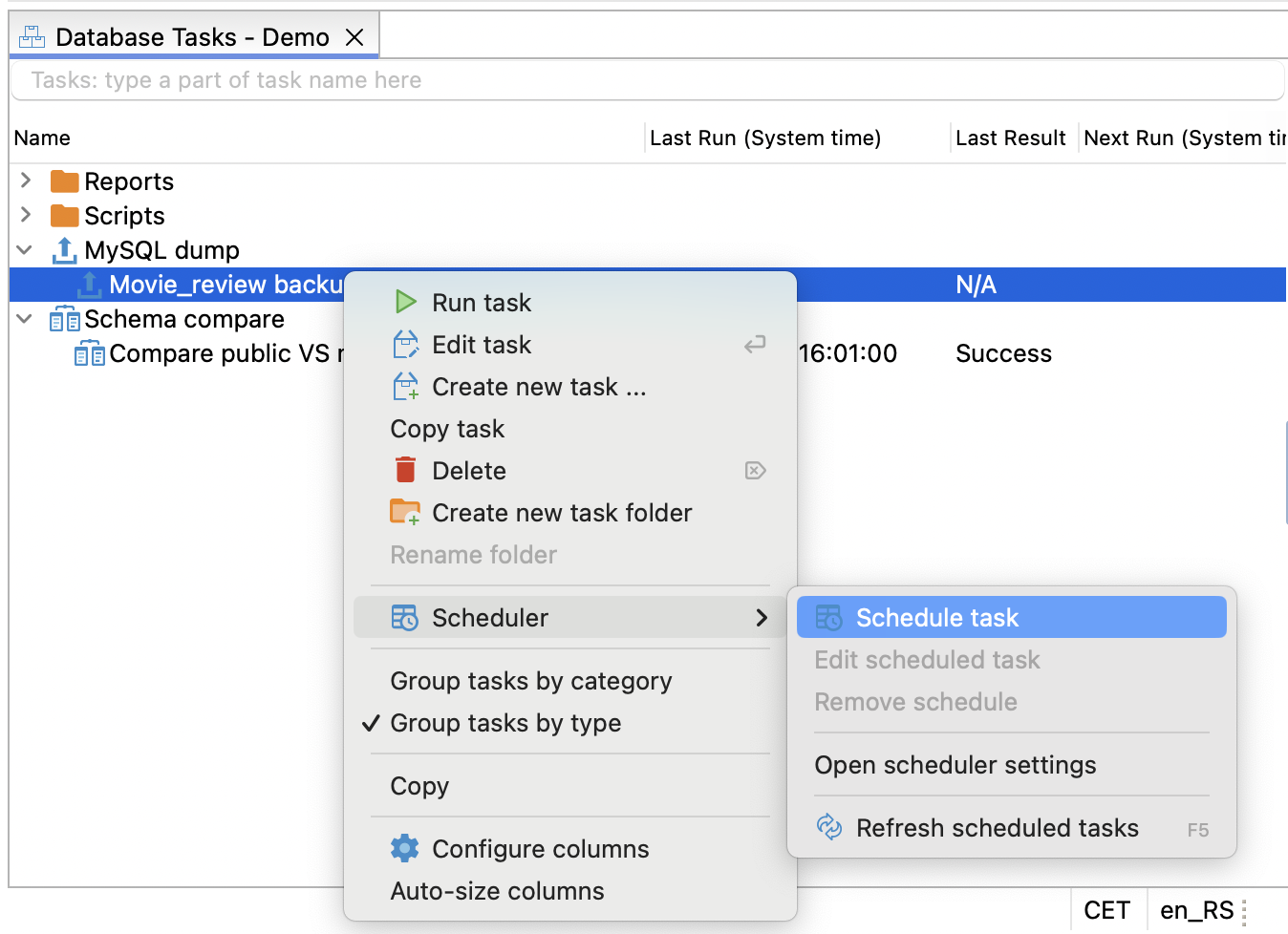 Backup and restore your database in DBeaver