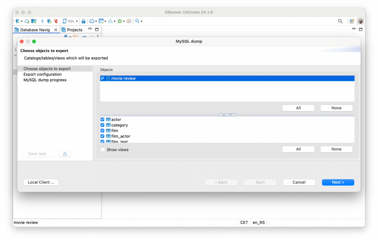 Backup and restore your database in DBeaver