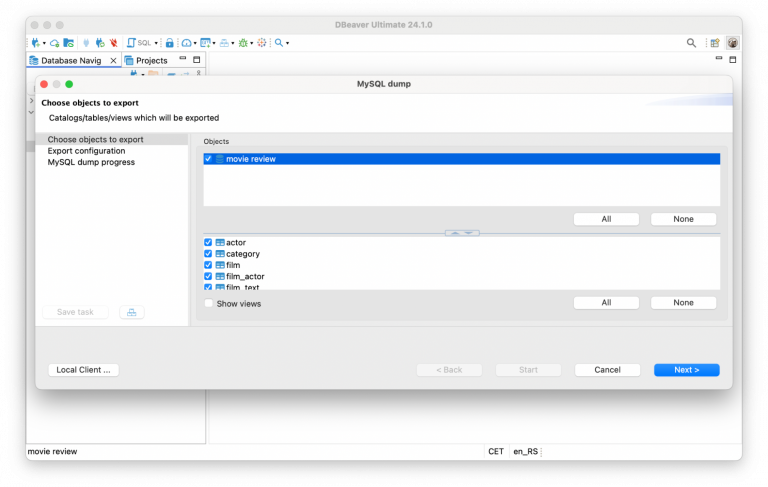 Backup and restore your database in DBeaver
