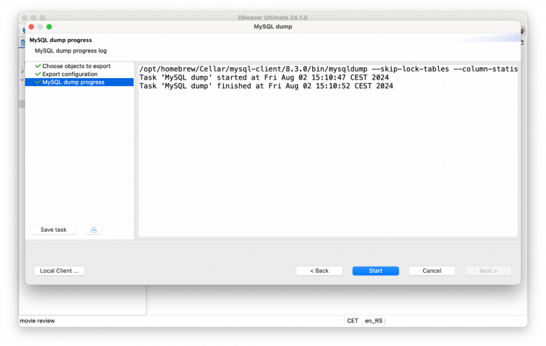 Backup and restore your database in DBeaver