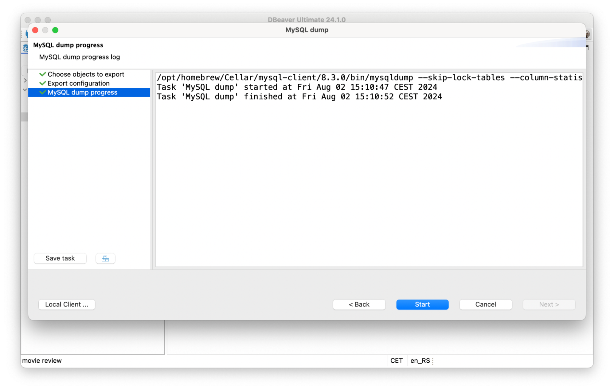Backup and restore your database in DBeaver