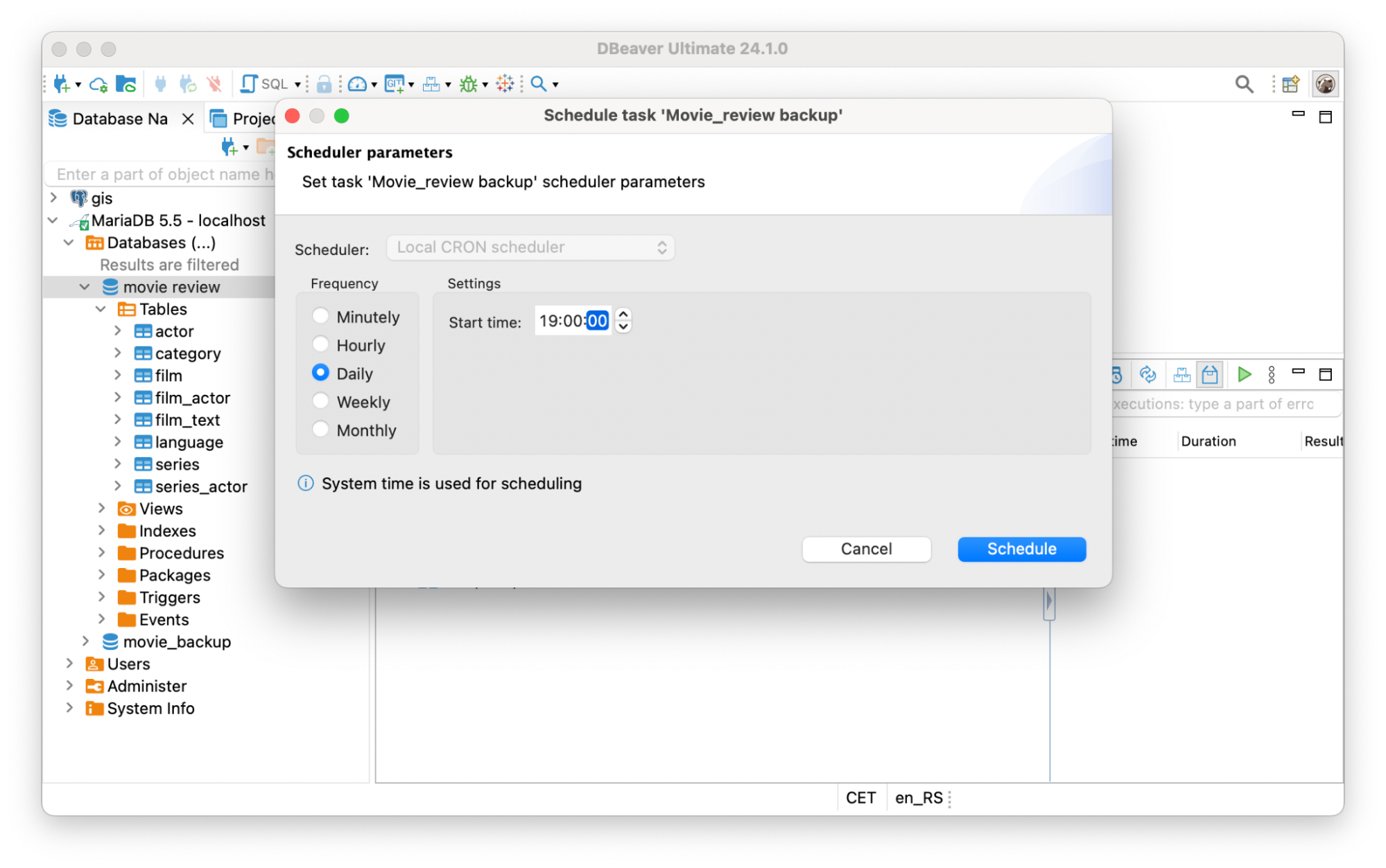 Backup and restore your database in DBeaver