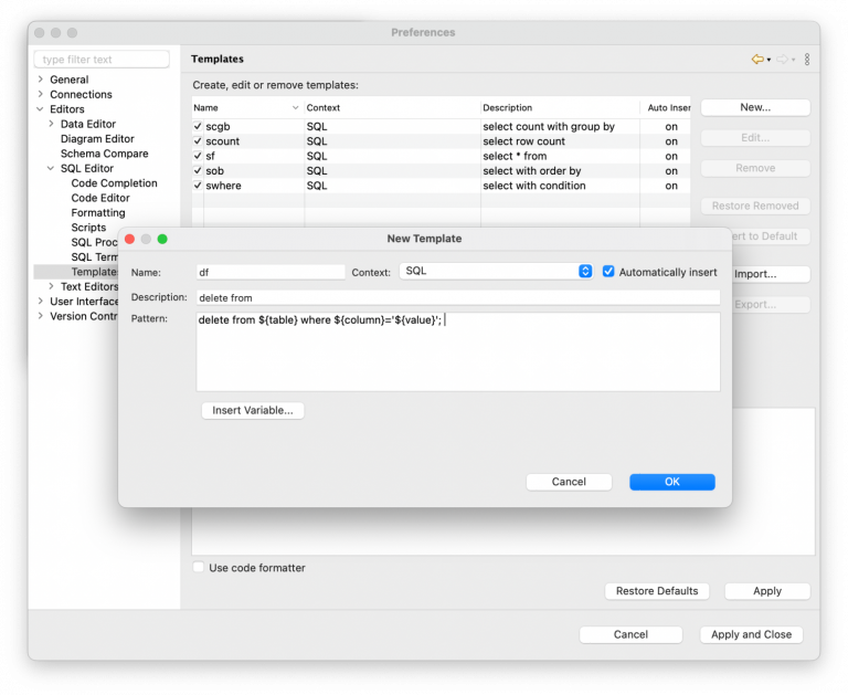 SQL Best Practices in DBeaver: Write queries faster with SQL Templates